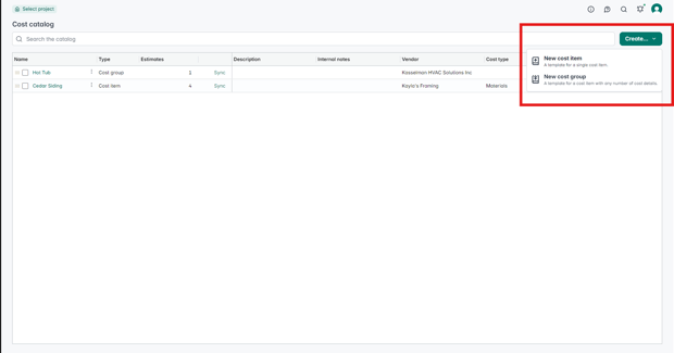 Cost Catalog Overview